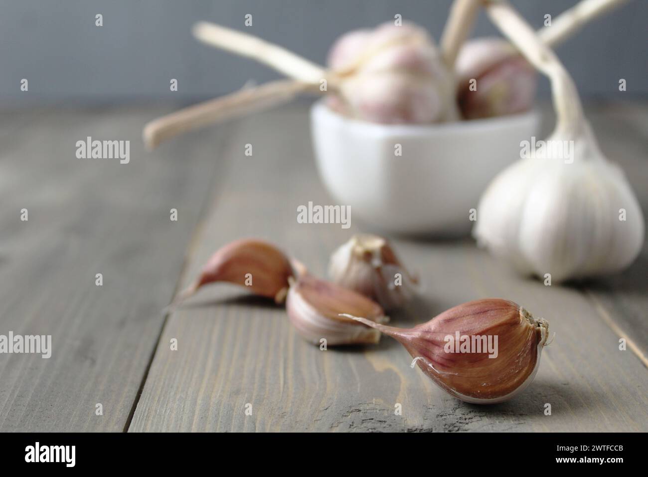 Purple garlic cloves close-up. Selection of garlic. Spicy vegetables ...