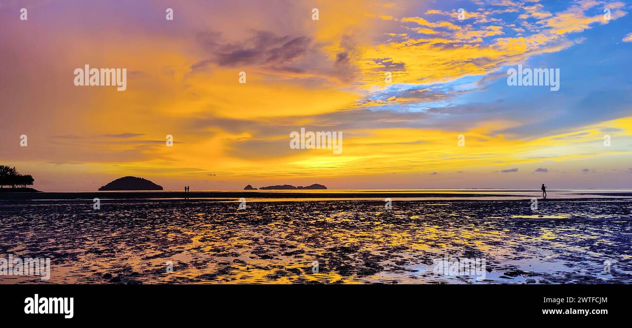Beautiful sunset at Putatan beach, Sabah Borneo, Malaysia Stock Photo ...