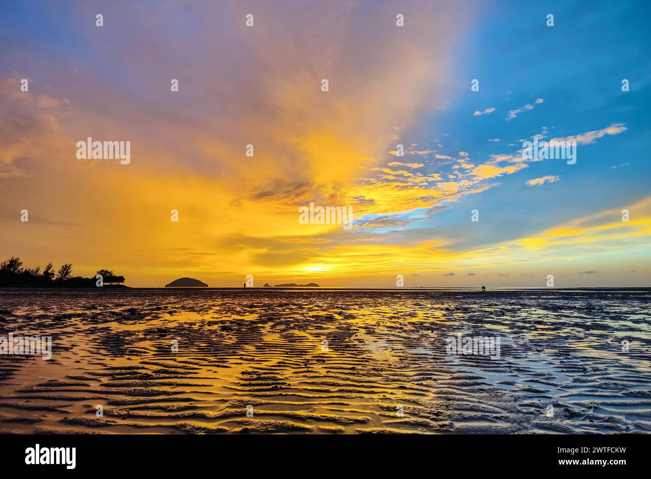 Beautiful sunset at Putatan beach, Sabah Borneo, Malaysia Stock Photo ...