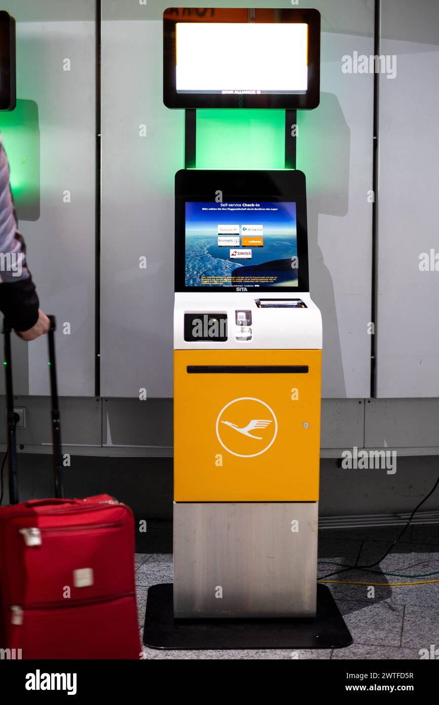 Frankfurt Airport, Germany - February 19, 2024: a Lufthansa self ...