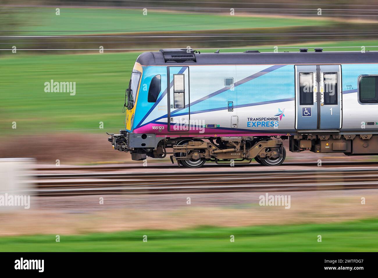 Transpennine Express train passing through Colton Junction near York ...