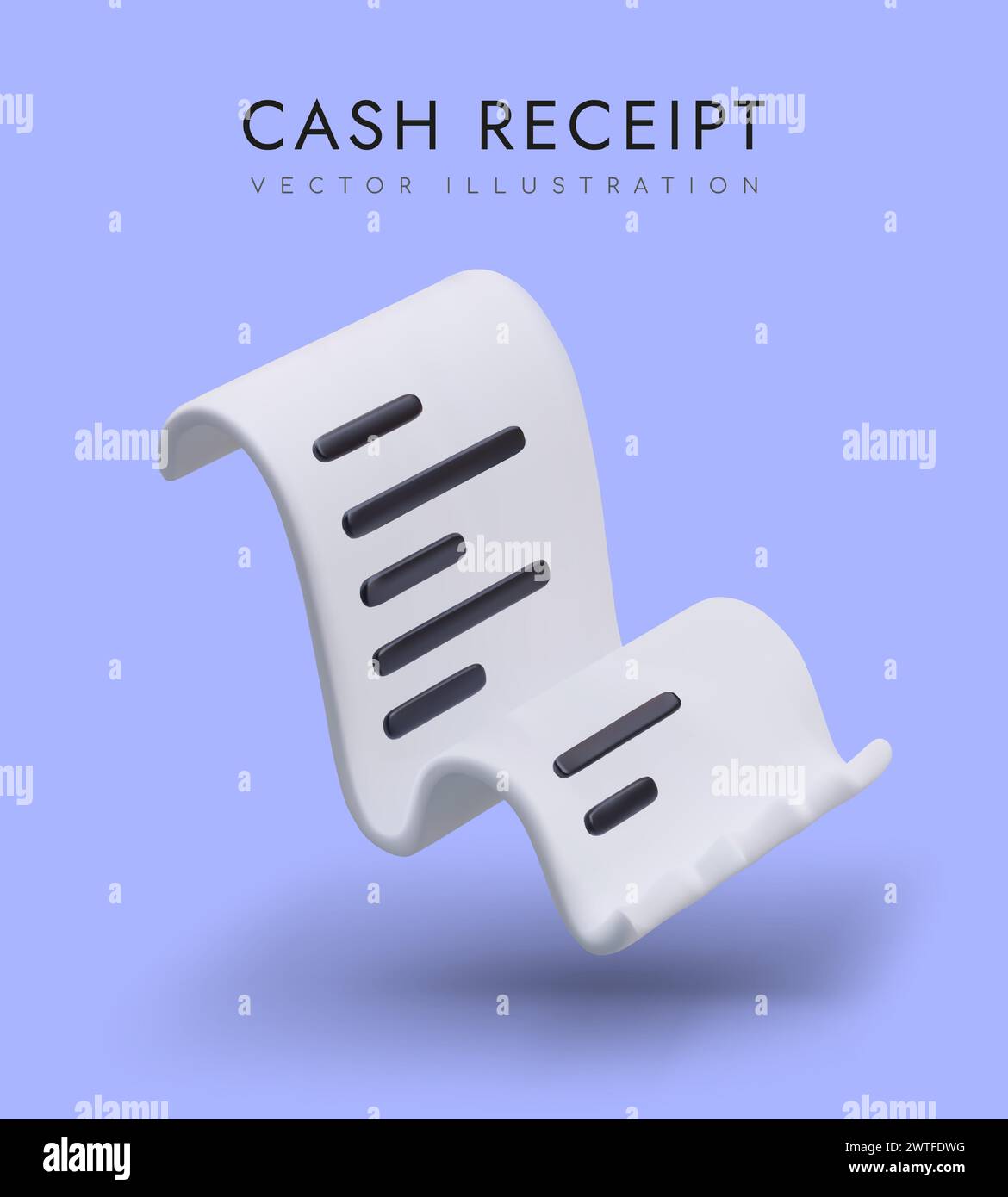 Realistic poster with 3d cash receipt on blue background. Concept of ...