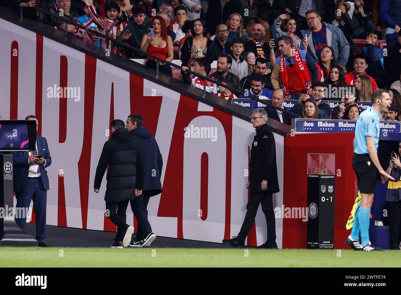 Xavi Hernandez, head coach of FC Barcelona, see the red card during the ...
