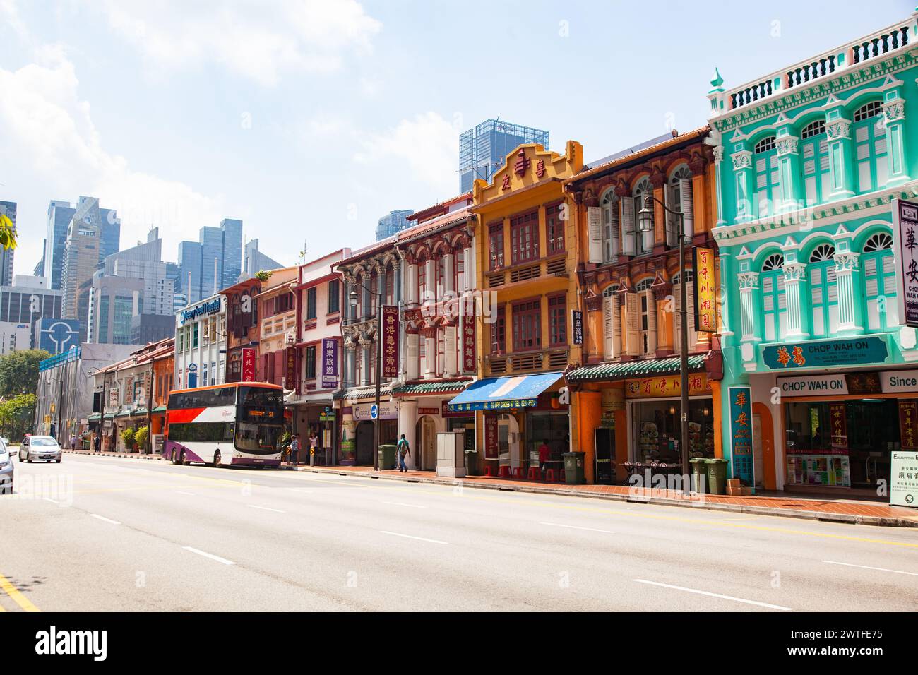 colorful street in Singapore China town Stock Photo - Alamy