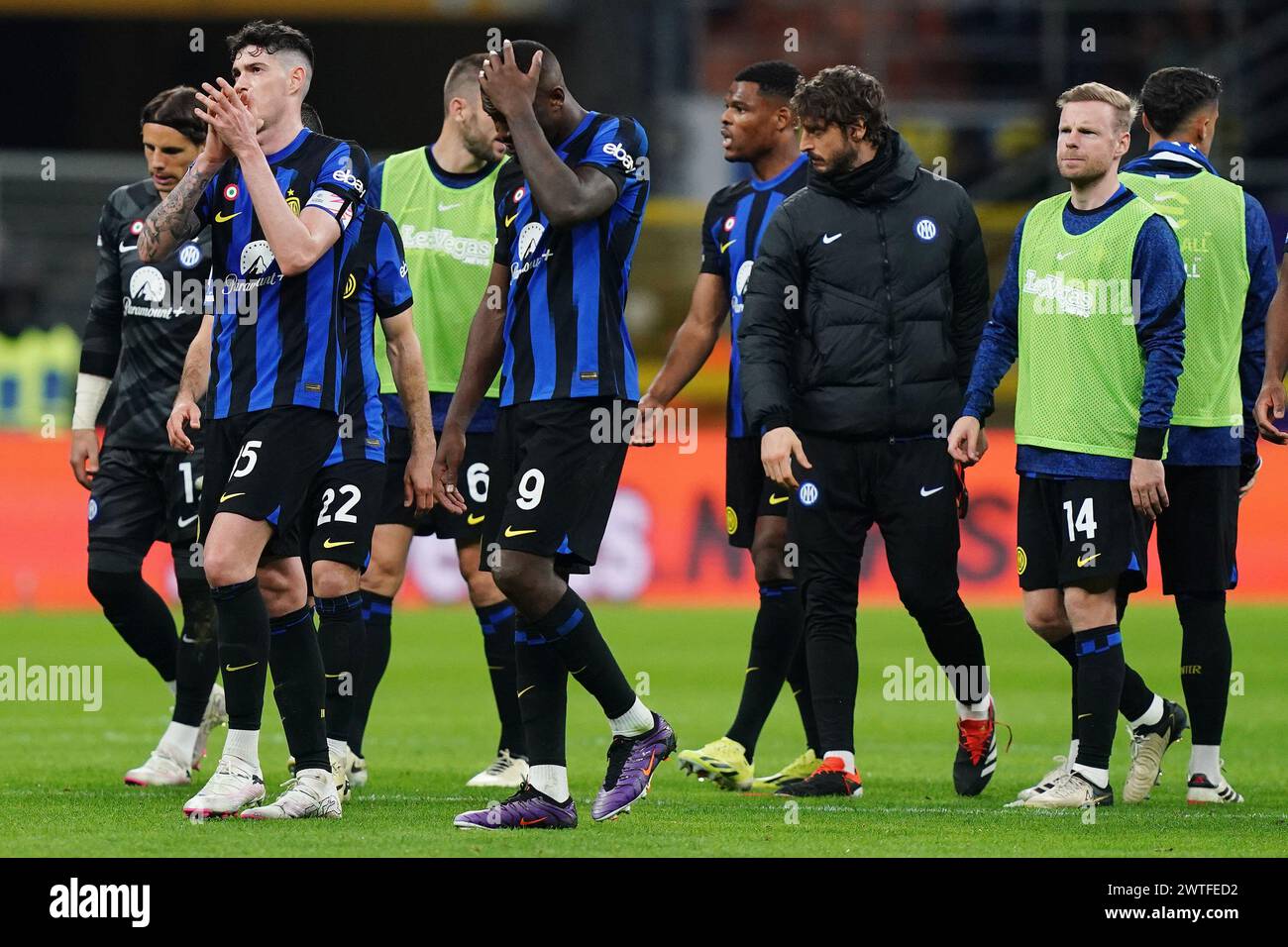 Milan, Italia. 17th Mar, 2024. Inter's players after the Serie A soccer ...