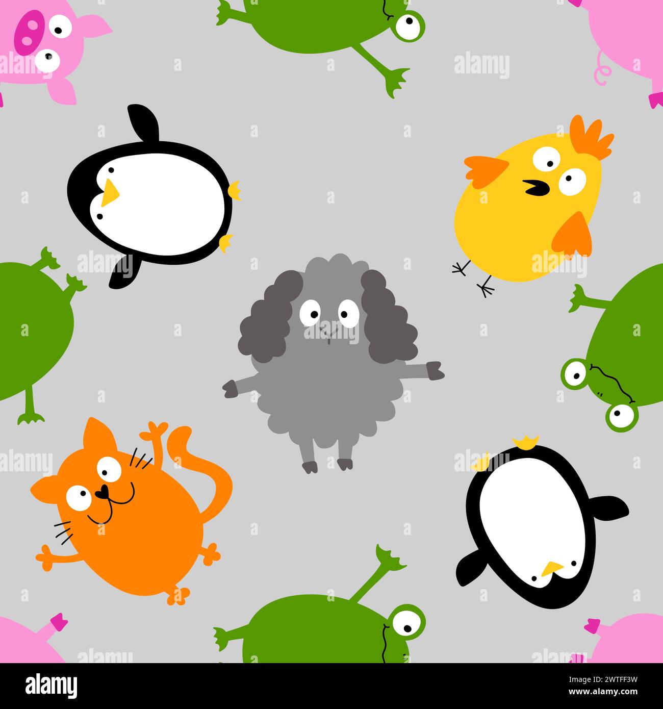 Easter animals and eggs seamless penguin and cats and frogs and chicken ...