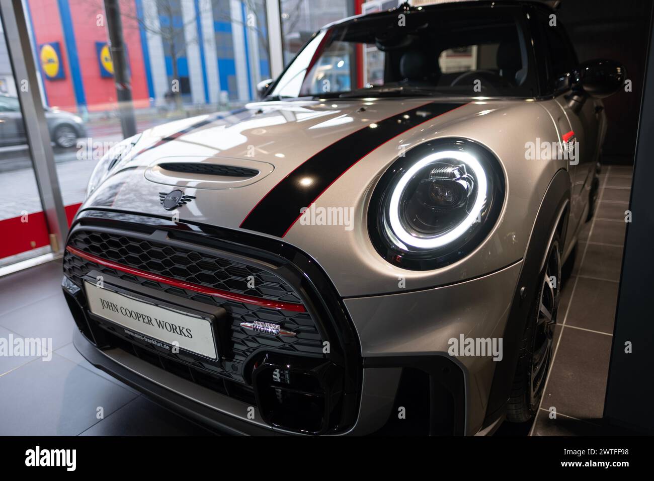 silver MINI John Cooper Works in showroom, automotive concern BMW Group ...