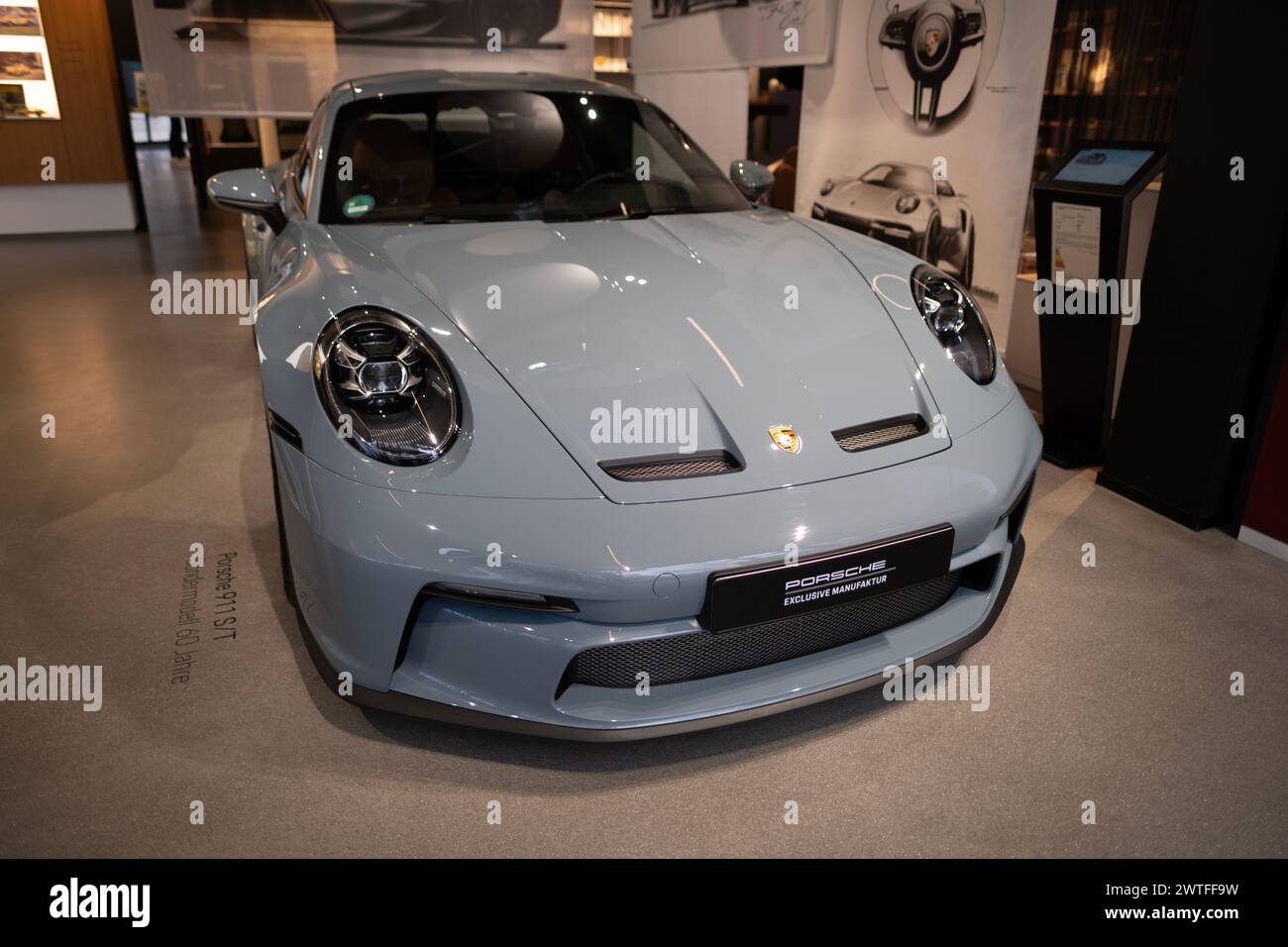 vintage grey Porsche 911 ST classic car on display Porsche museum ...