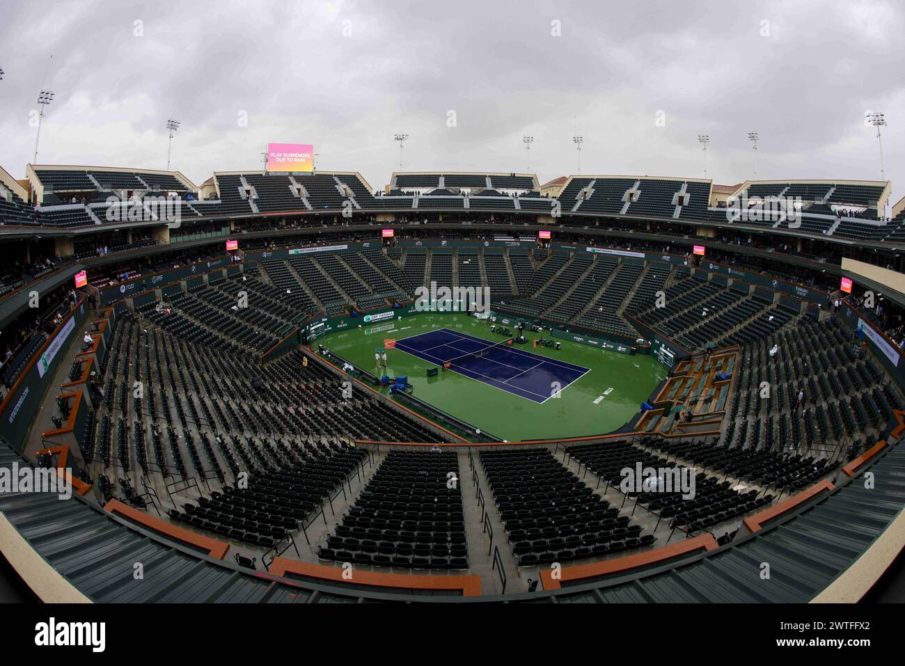 March 16, 2024 General view of Stadium 1 while suspended play due to ...