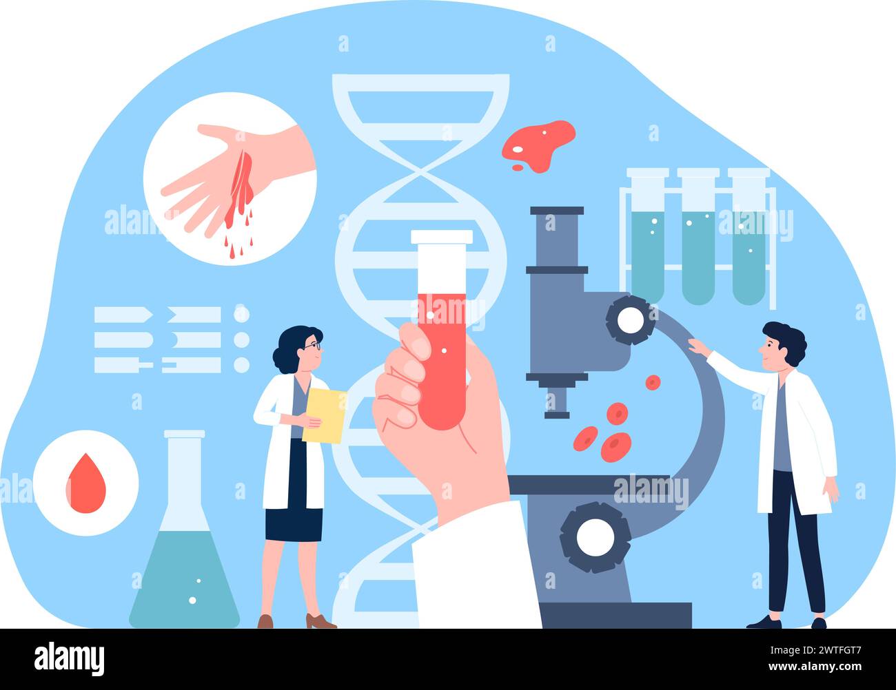 Hemophilia concept. Blood non coagulability research in laboratory ...