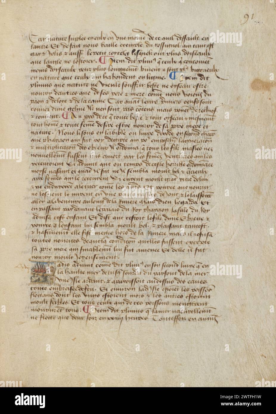 Historiated Initial I: Island on Fire in the Ocean. Master of the ...