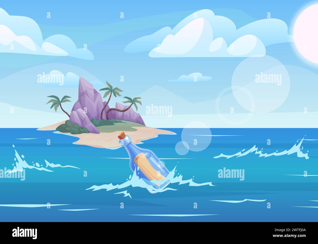 Parchment in bottle. Pirate message, letter hope or secret treasure map ...