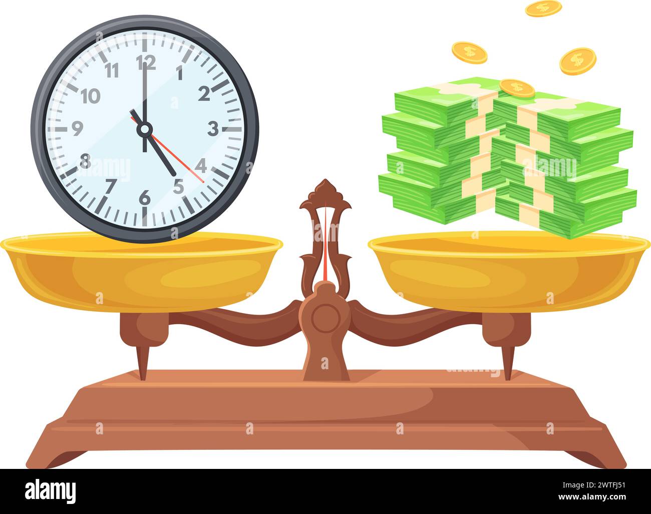 Time money balance. Balancing scales compare finance or life value ...