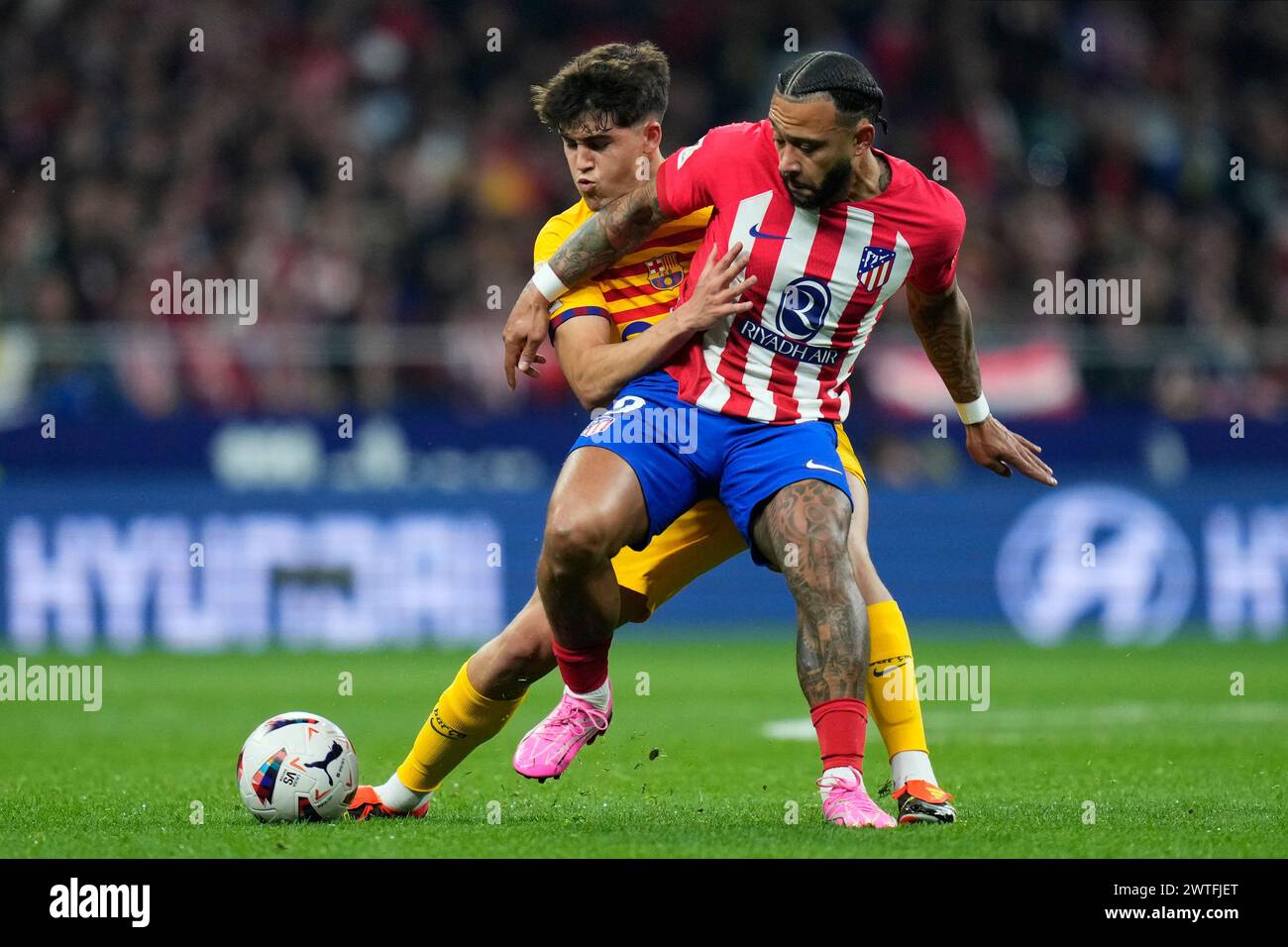 Madrid, Spain. 17th Mar, 2024. Memphis Depay of Atletico de Madrid and ...