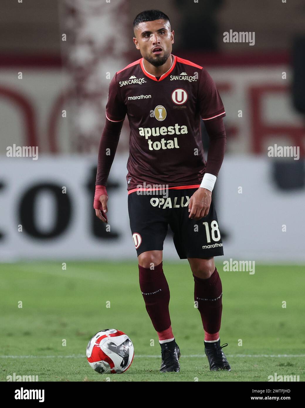 Lima, Peru. 13th Mar, 2024. Rodrigo Urena of Universitario de Deportes ...