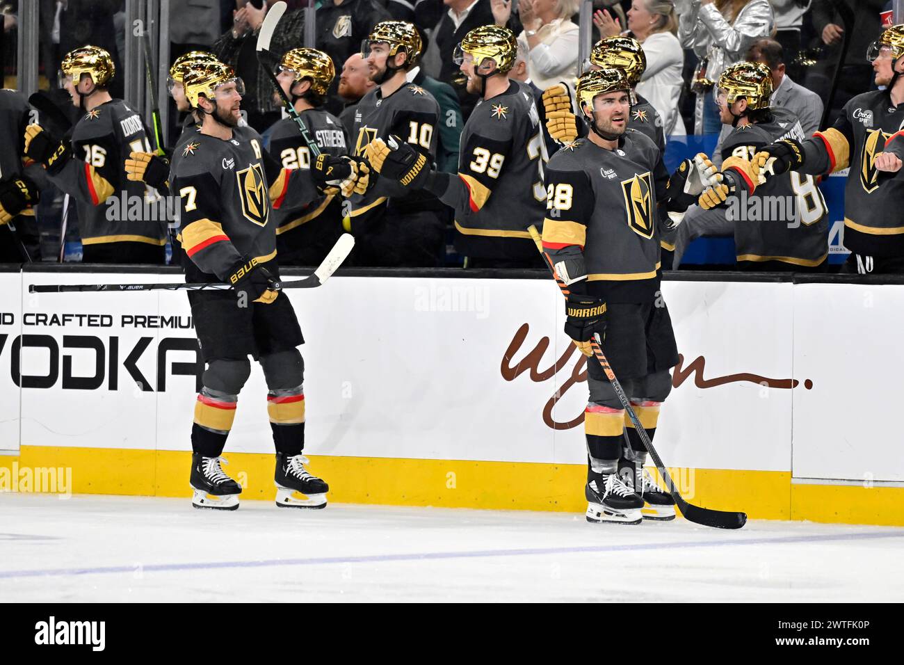 Vegas Golden Knights defenseman Alex Pietrangelo (7) and left wing ...