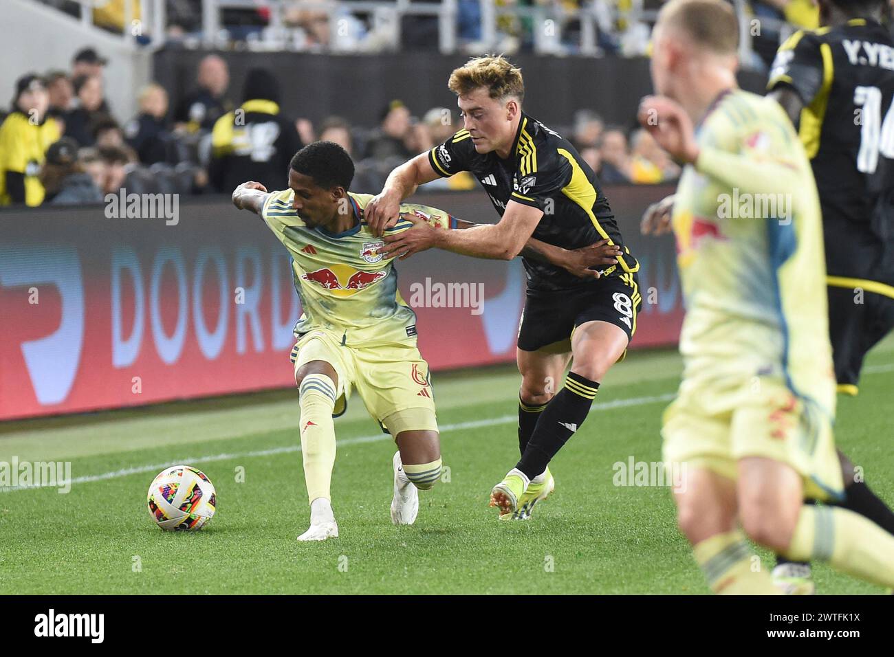 March 16, 2024: New York Red Bulls defender Kyle Duncan (6) fights for ...