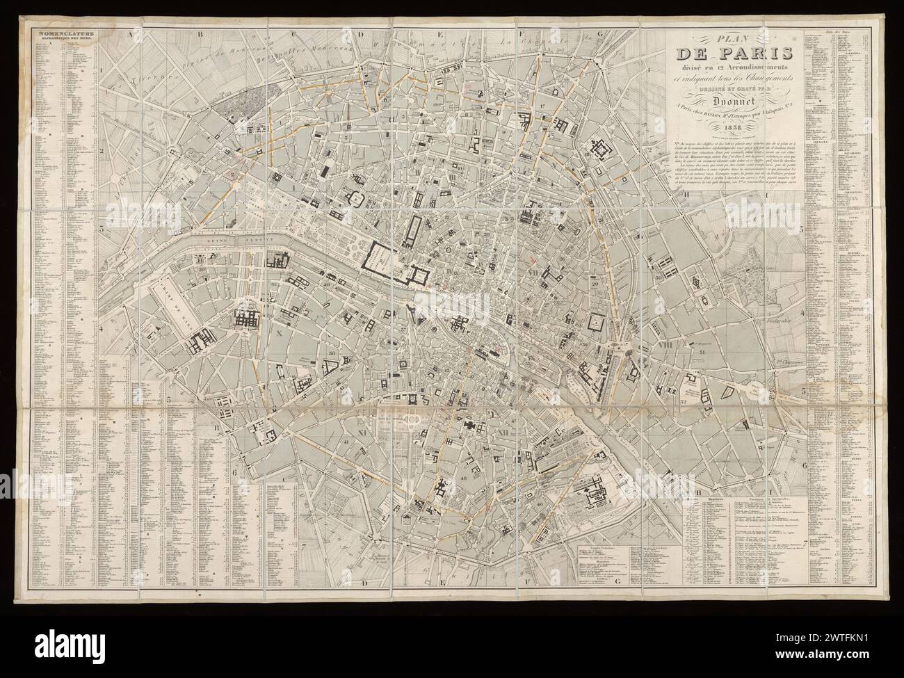 Plan de Paris, divisé en 12 arrondissements et indiquant tous les changements / dessiné et gravé ...