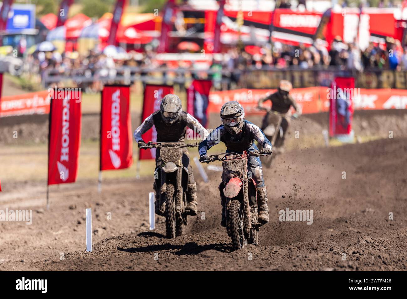 Wonthaggi, Australia, 17 March, 2024. MX1 riders during the Penrite ...