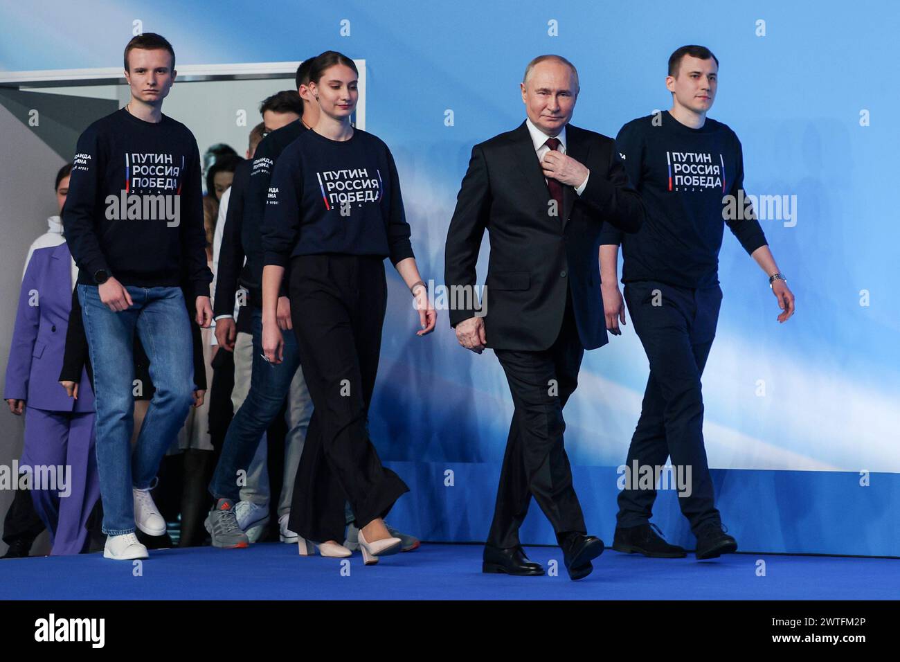 Russian President Vladimir Putin visits his campaign headquarters after ...