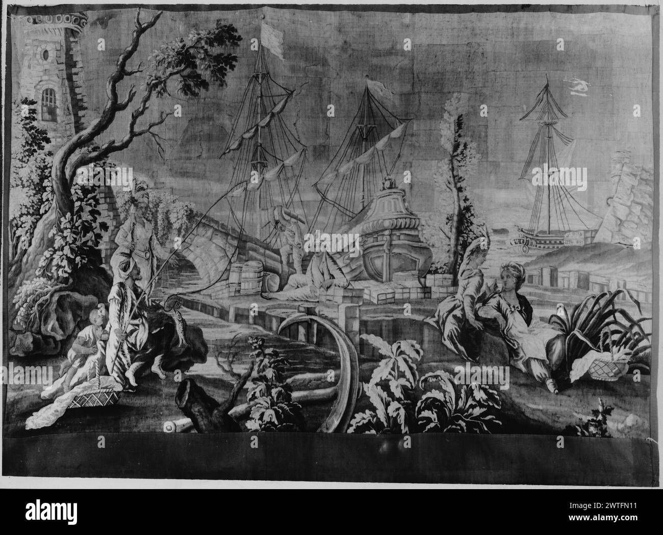 Harbor scene with figures resting. Vernet, Claude Joseph (French, 1714 ...