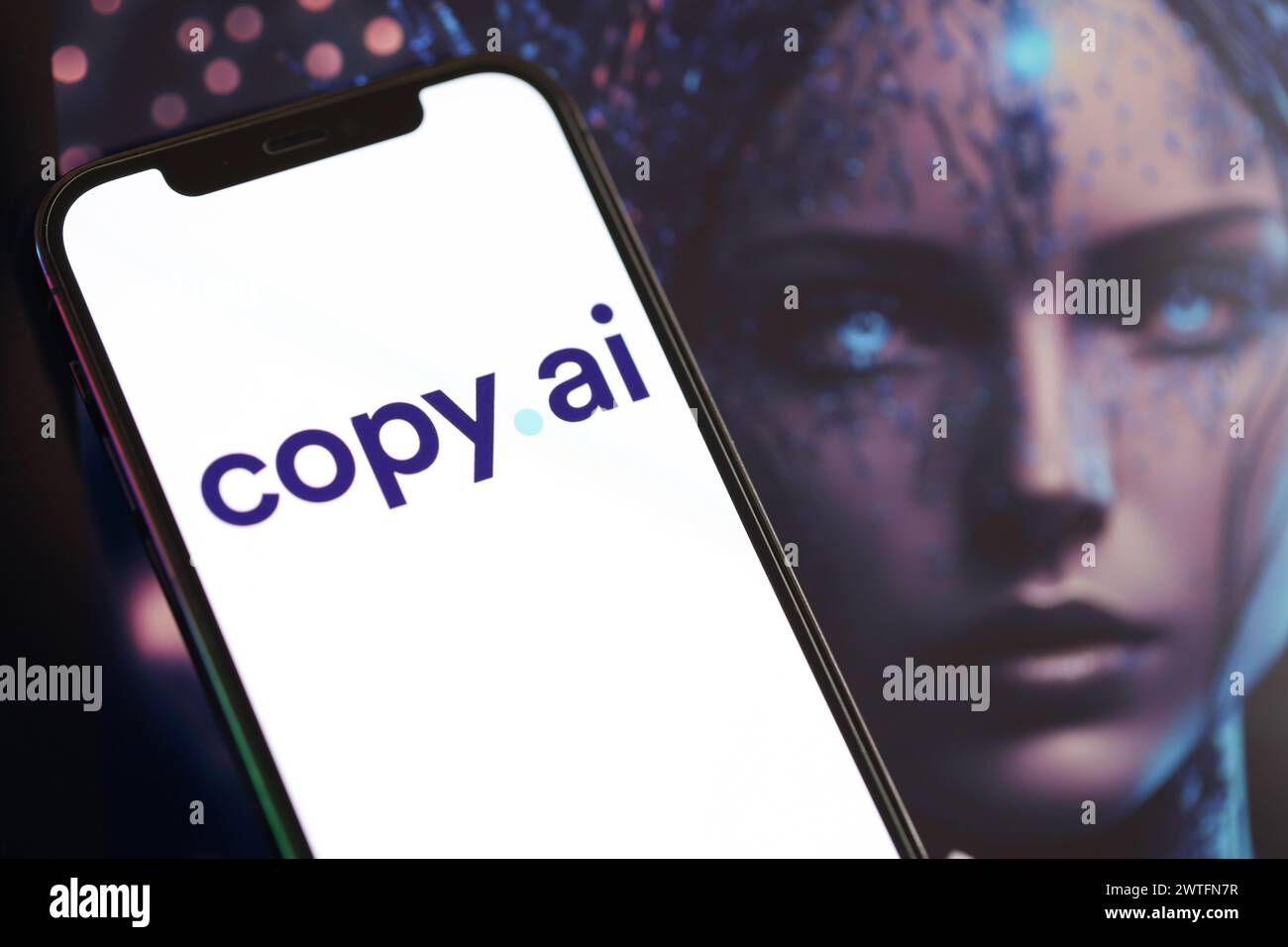 KYIV, UKRAINE - MARCH 17, 2024 CopyAI logo on iPhone display screen ...