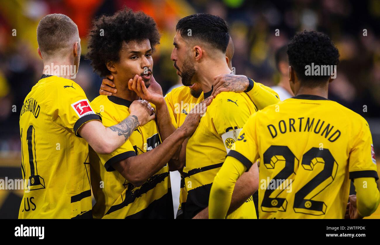 Dortmund, Germany. 17th Mar 2024. Torjubel: Marco Reus (BVB), Karim ...
