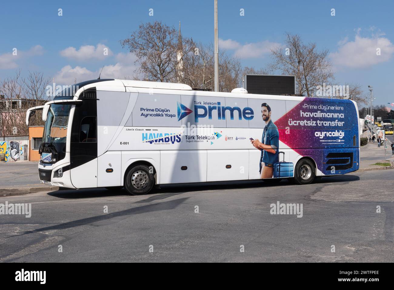 ISTANBUL, TURKEY - MARCH 12, 2024: Shuttlebus of HavaBus which busy ...