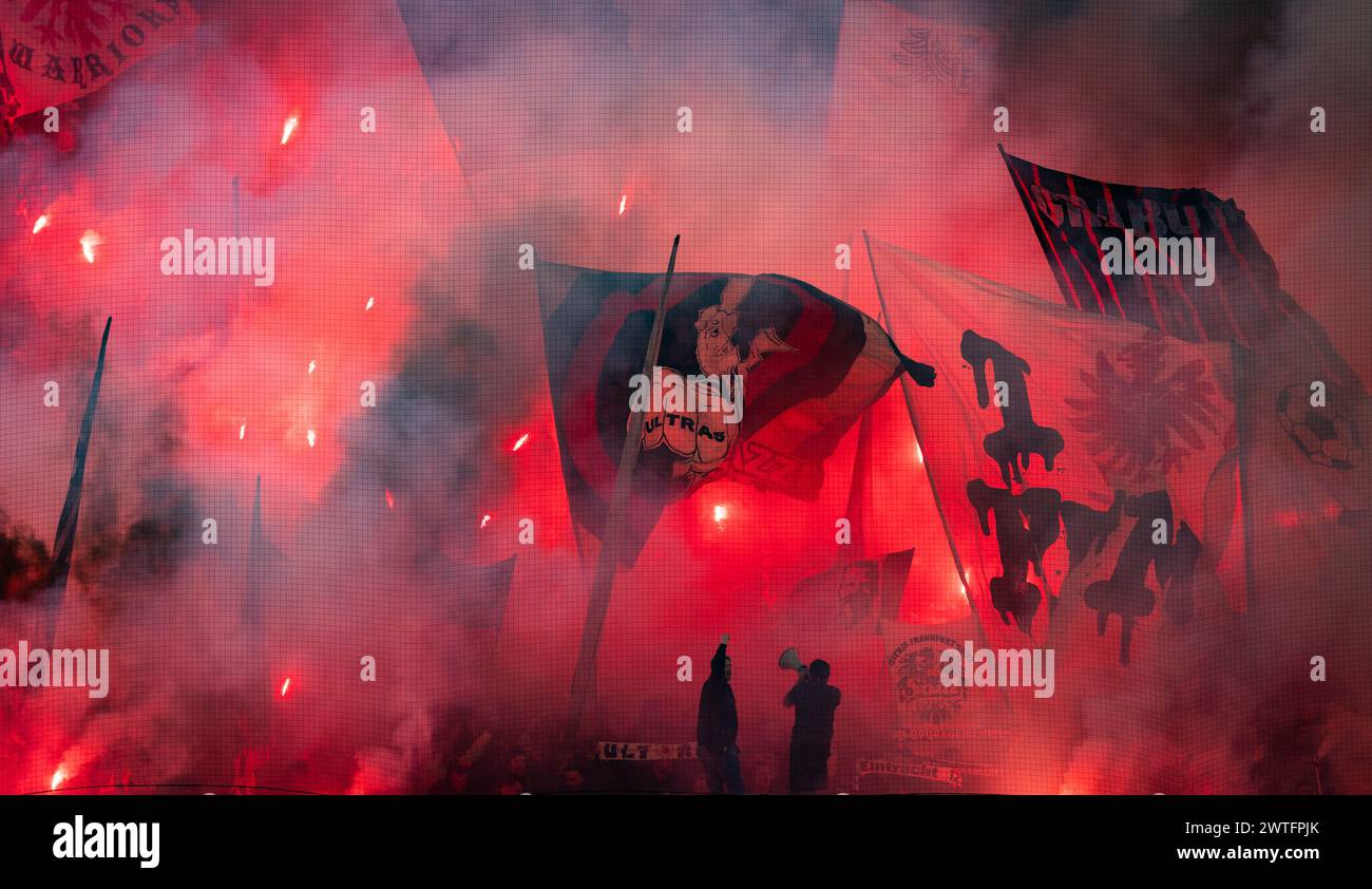 Dortmund, Germany. 17th Mar 2024. Pyro im Eintracht Fanblock Borussia ...
