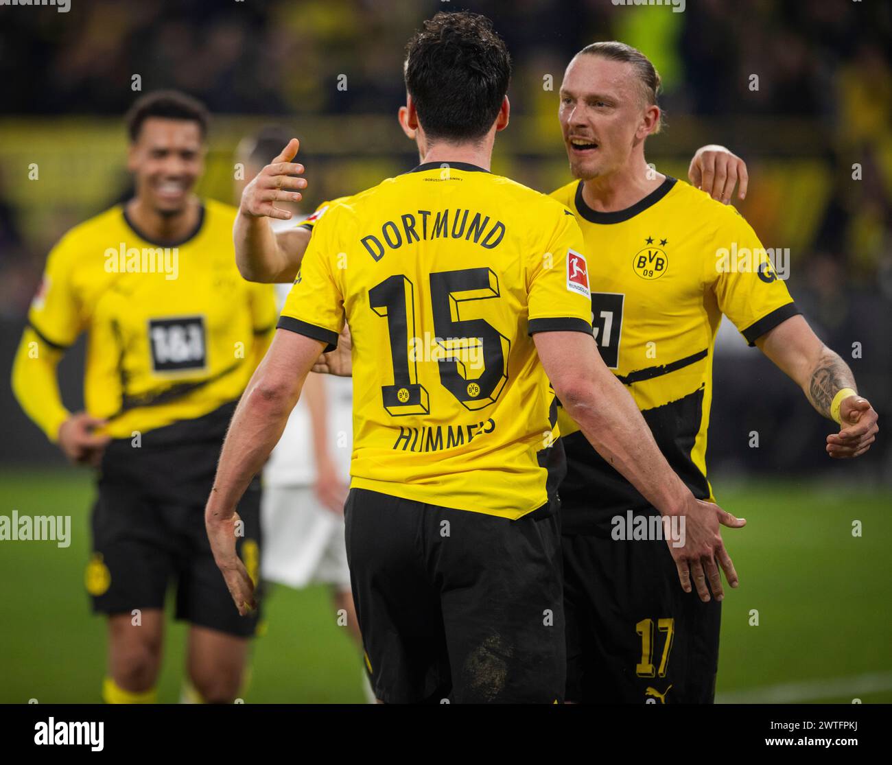 Dortmund, Germany. 17th Mar 2024. Torjubel: Mats Hummels (BVB) Marius Wolf (BVB) Borussia ...