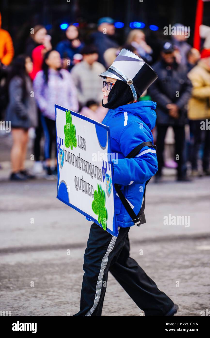 Montreal, Canada - March 17 2024: Marching band with traditional ...