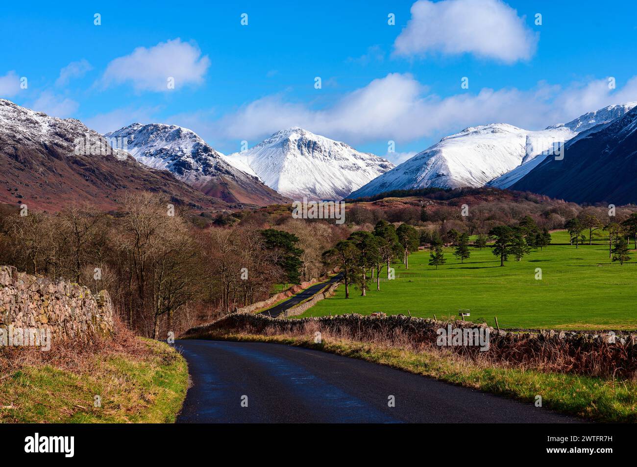 The snow covered mountains of Wasdale Head from the Old Post Office ...