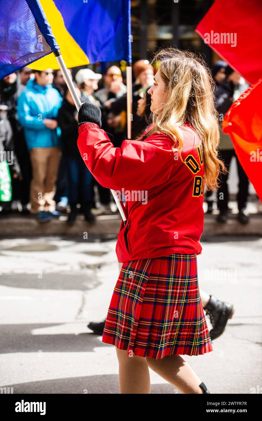 Montreal, Canada - March 17 2024： People celebrating the Saint Patrick ...
