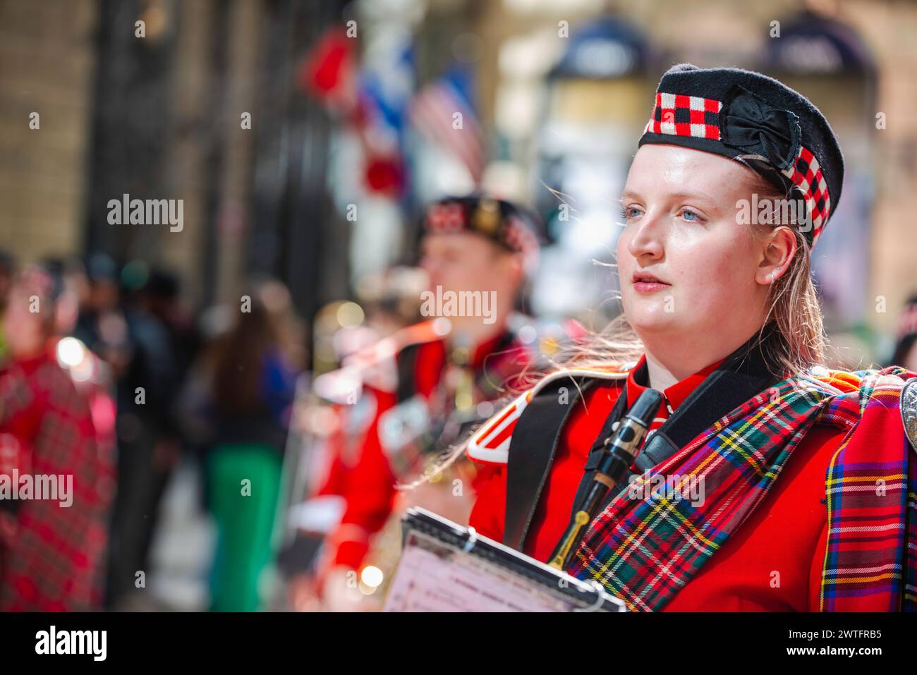 Montreal, Canada - March 17 2024: Marching band with traditional ...