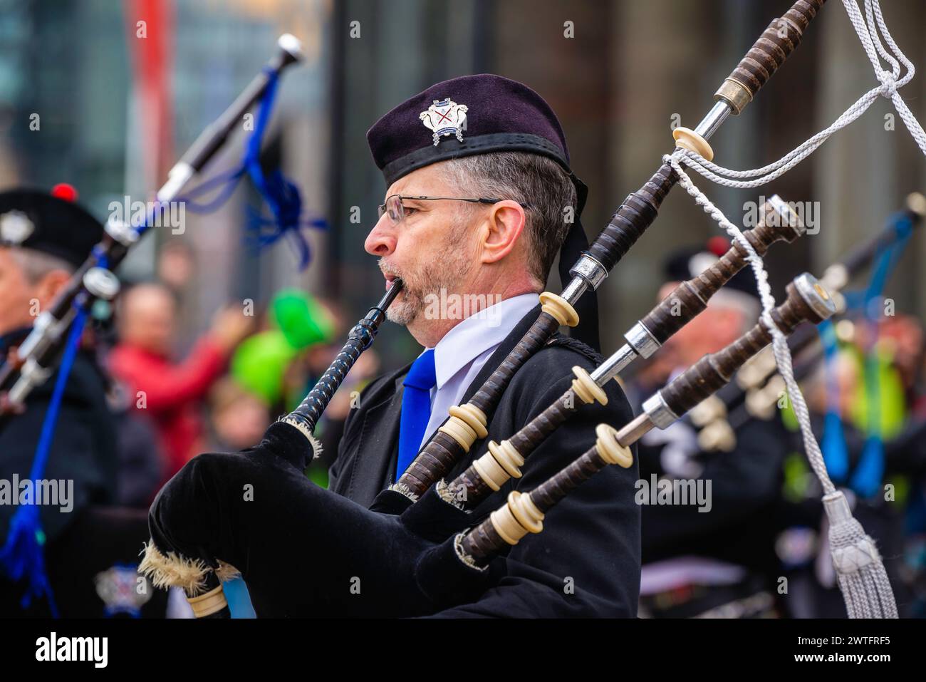 Montreal, Canada - March 17 2024: Marching band with traditional ...