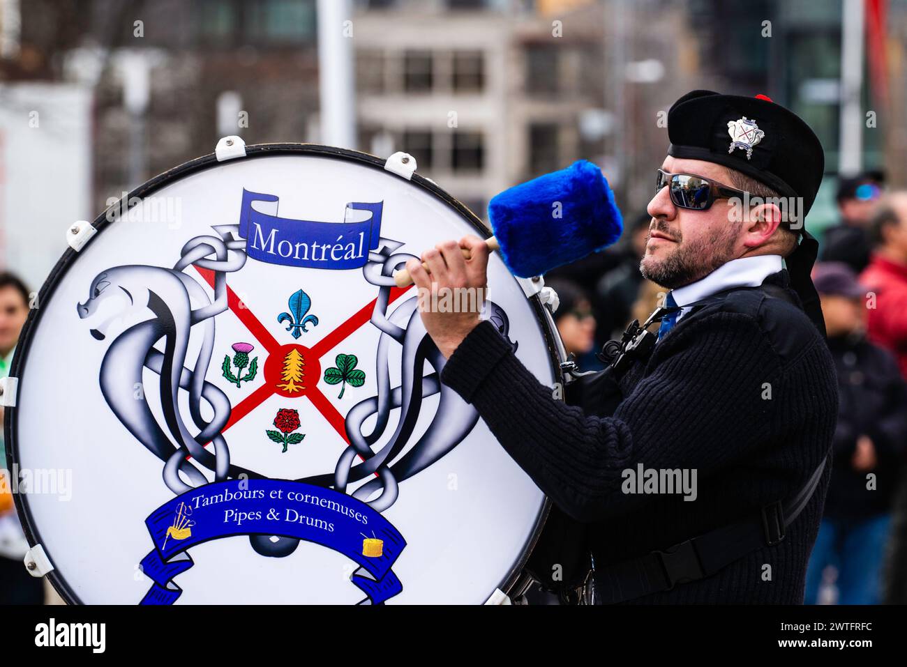 Montreal, Canada - March 17 2024: Marching band with traditional ...