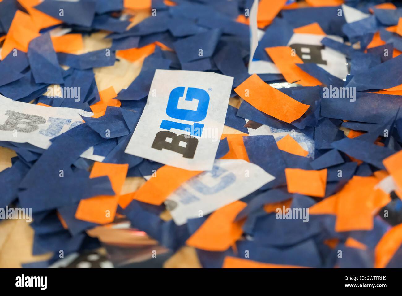 Minneapolis, Minnesota, USA. 17th Mar, 2024. The Big10 logo on confetti ...