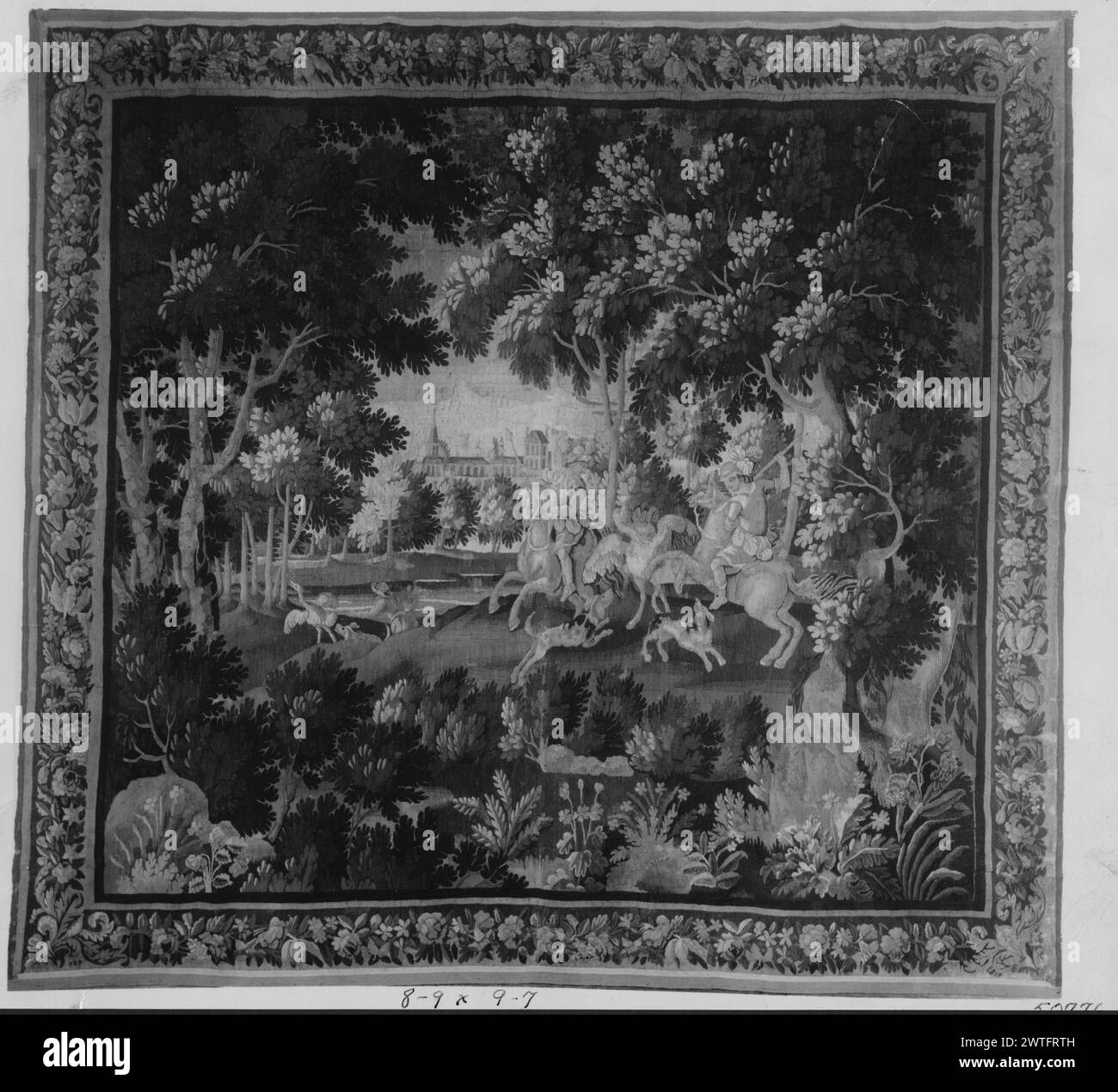 Landscape with hunters chasing ostriches. unknown c. 1710 Tapestry ...