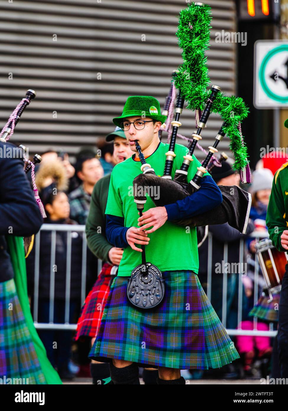 Montreal, Canada - March 17 2024: Marching band with traditional ...