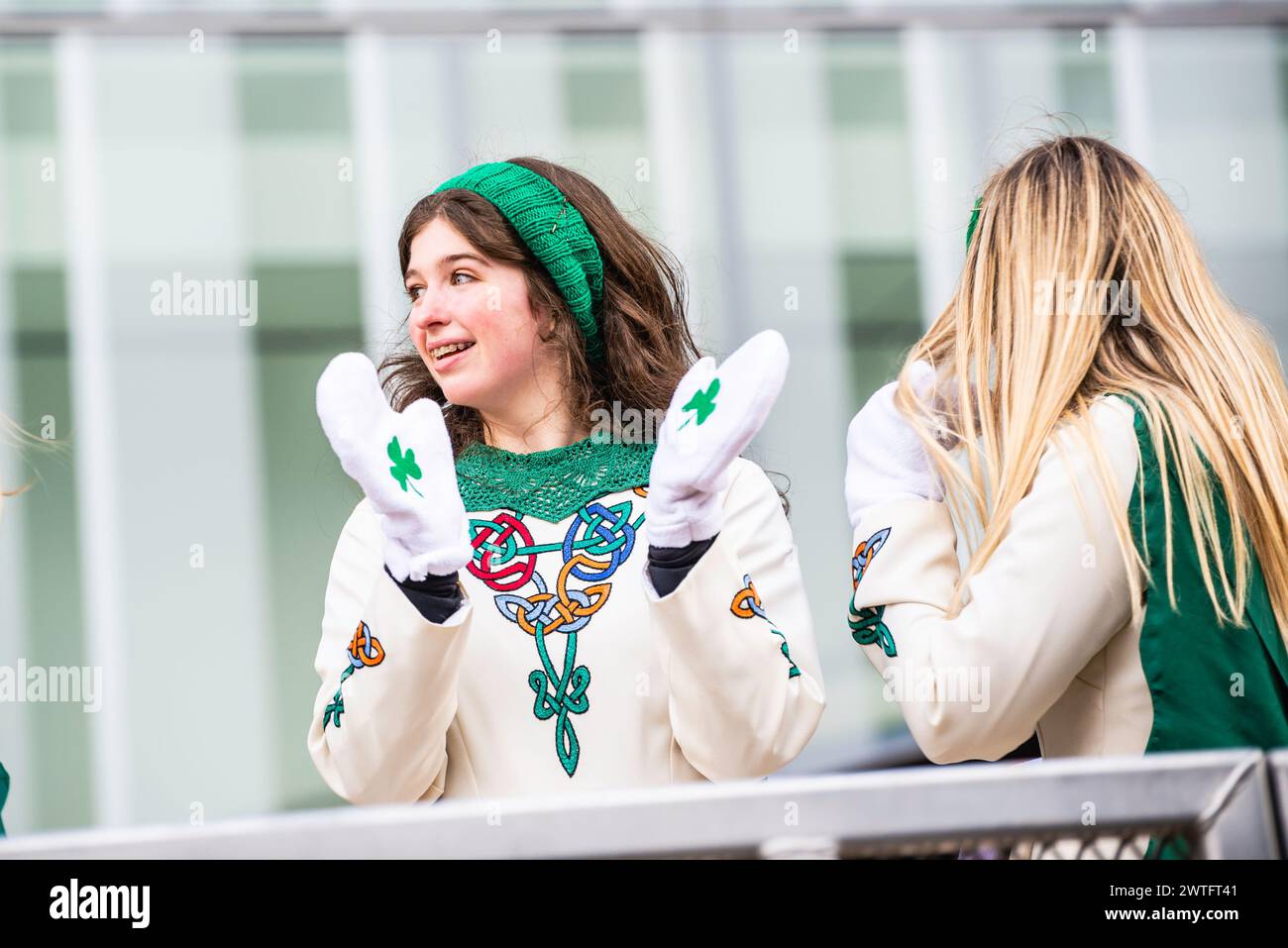 Montreal, Canada - March 17 2024： People celebrating the Saint Patrick ...
