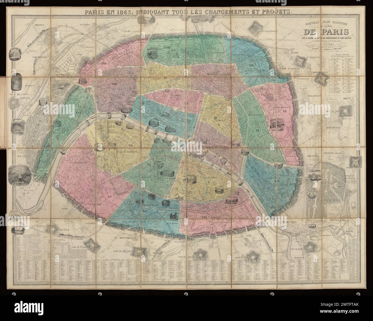 Nouveau plan illustré de la ville de Paris : avec le système complet de ...