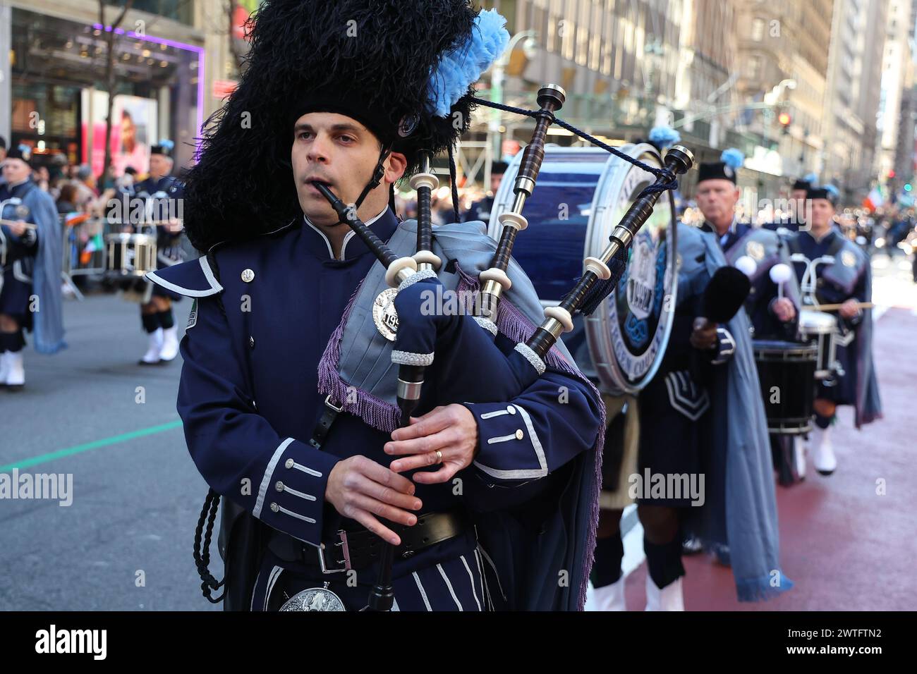 Members of the Bergen County Police Pipes and Drums perform during the ...