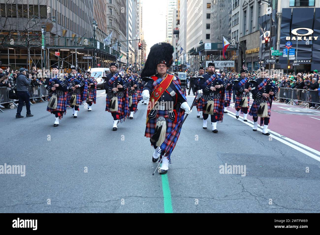 Wantagh American Legion Pipe Band march in the St. Patrick's Day Parade ...