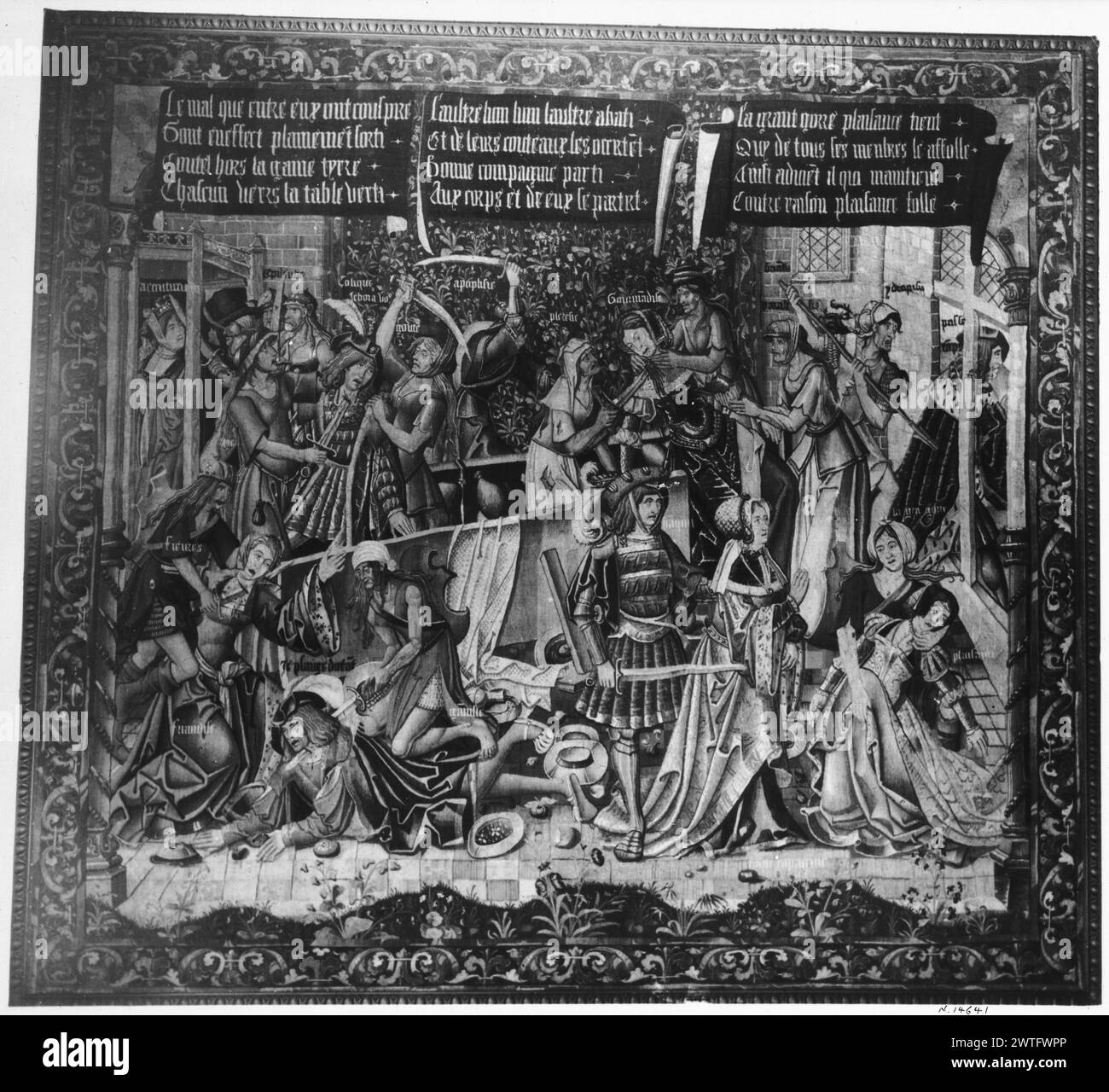 Upheaval at the Banquet. unknown c 1500-1530 Tapestry Materials ...