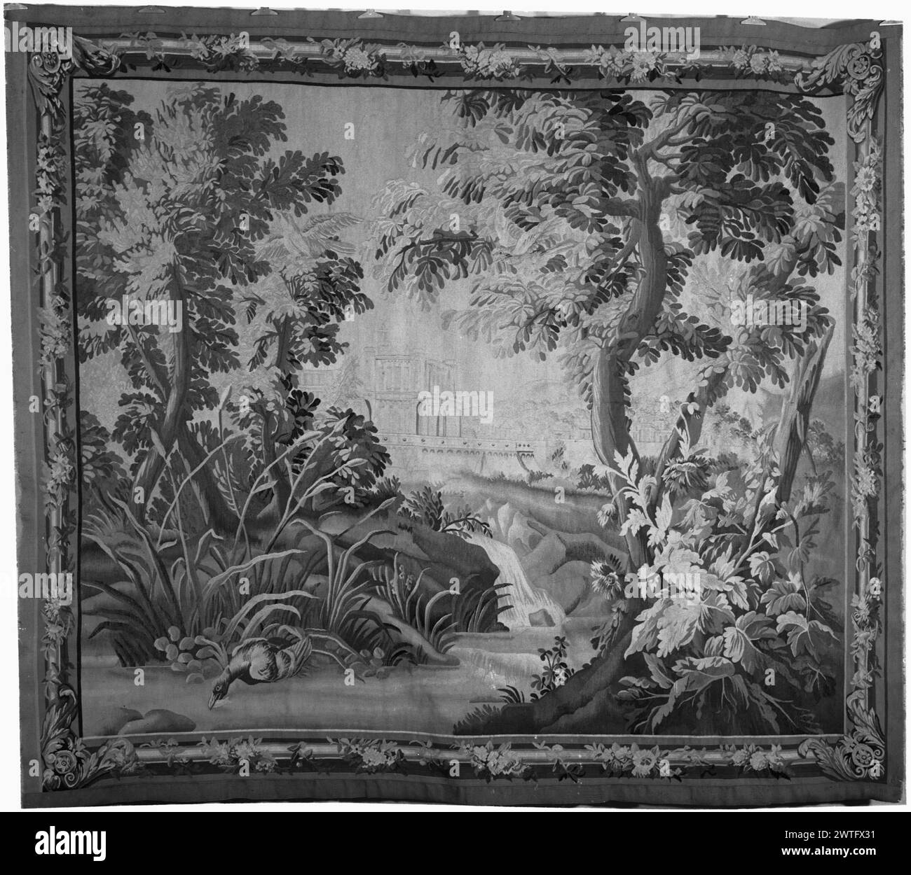 Landscape with duck in pond. unknown unknown Tapestry Materials ...