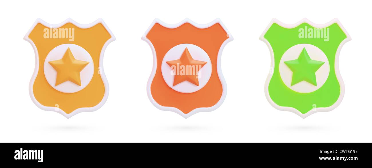 Set of policeman signs of different colors. Yellow, orange and green ...