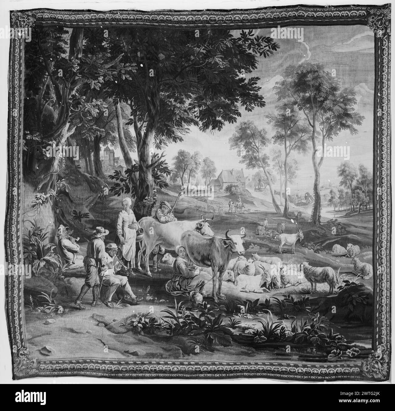 Milking scene. Teniers, David II (Flemish, 1610-1690) (designed after ...