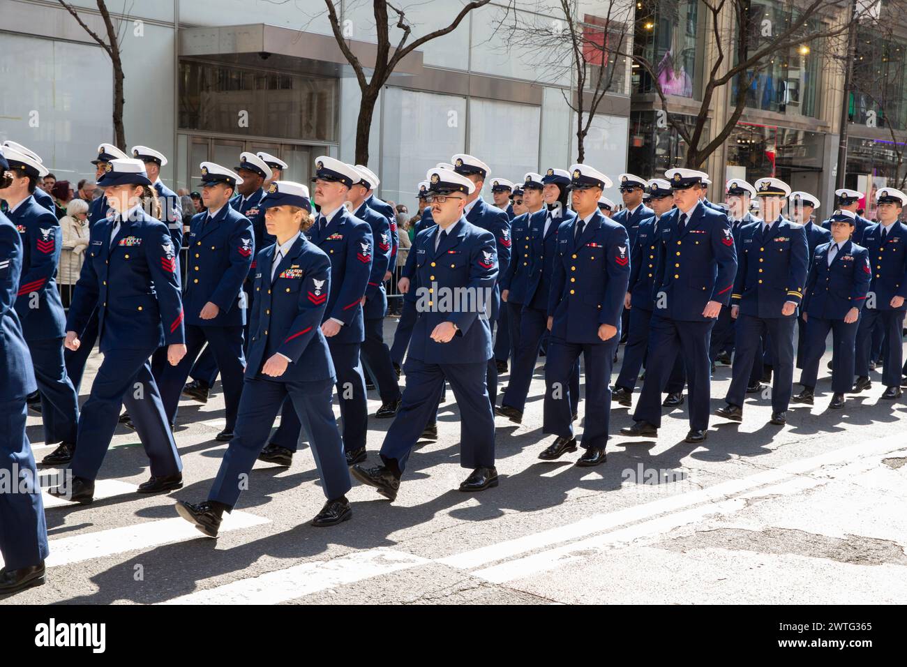 Members of the U.S. Coast Guard, The Port of New York, walk in the NYC ...