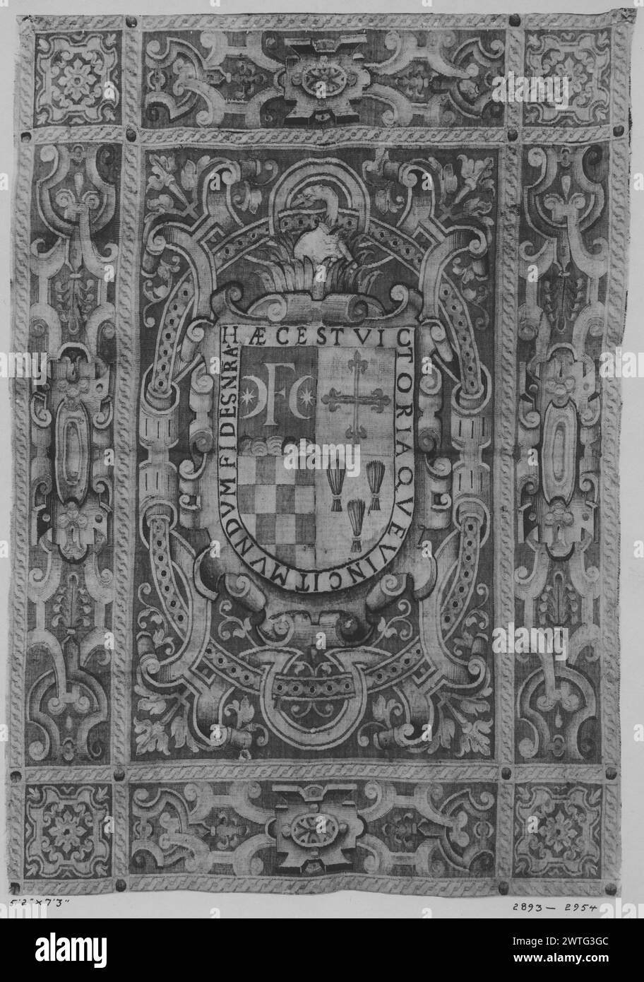 Quartered coat of arms and motto. unknown c. 1575-1625 Tapestry ...