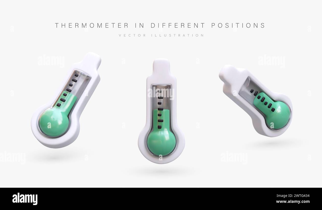 3D alcohol thermometer with green filler. Device for measuring air ...